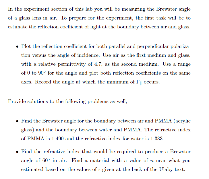 In the experiment section of this lab you will be | Chegg.com