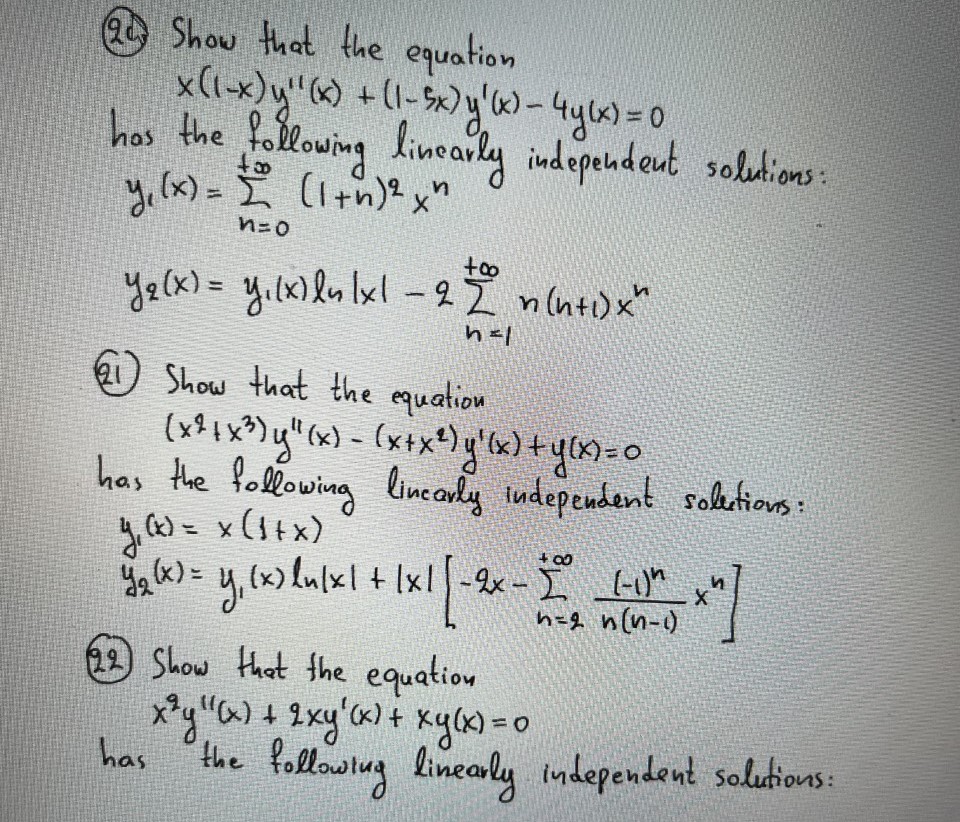 Solved x(1−x)y′′(x)+(1−5x)y′(x)−4y(x)=0 hos the following | Chegg.com