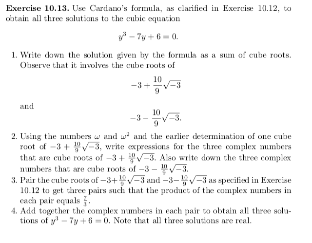 Solved Exercise 10.13. Use Cardano's formula, as clarified | Chegg.com