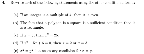 Solved 4. Rewrite each of the following statements using the | Chegg.com