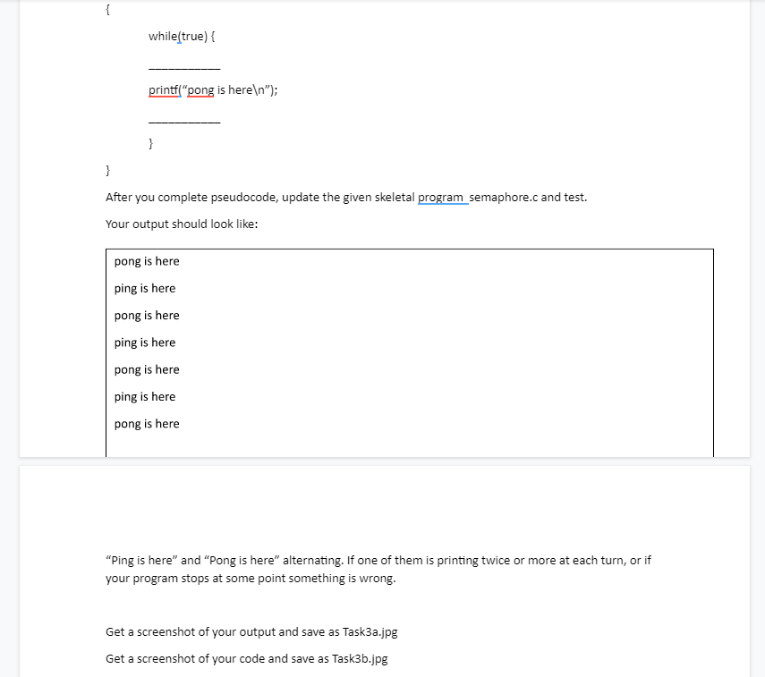 Task\#3 - 40pts Ping and pong are two separate | Chegg.com