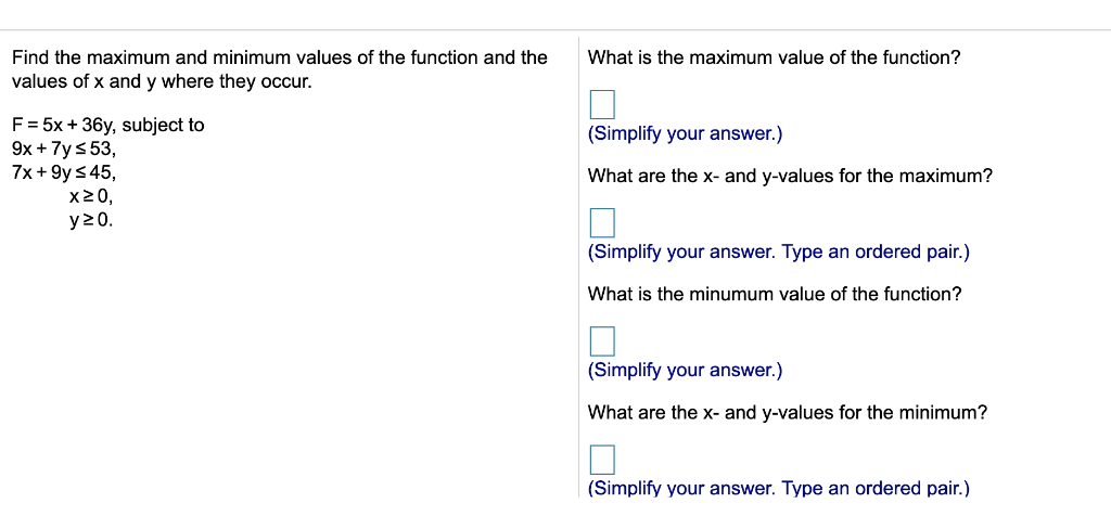 Solved Find The Maximum And Minimum Values Of The Function