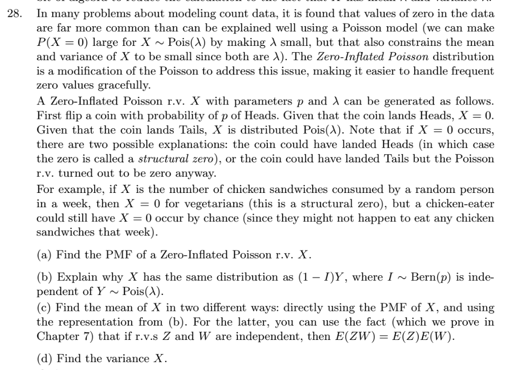 Solved 28. In many problems about modeling count data, it is | Chegg.com