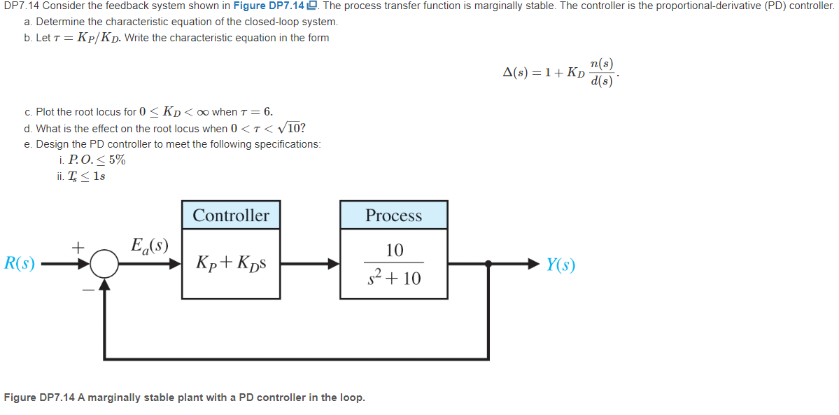 Solved DP7.14 Consider the feedback system shown in Figure | Chegg.com