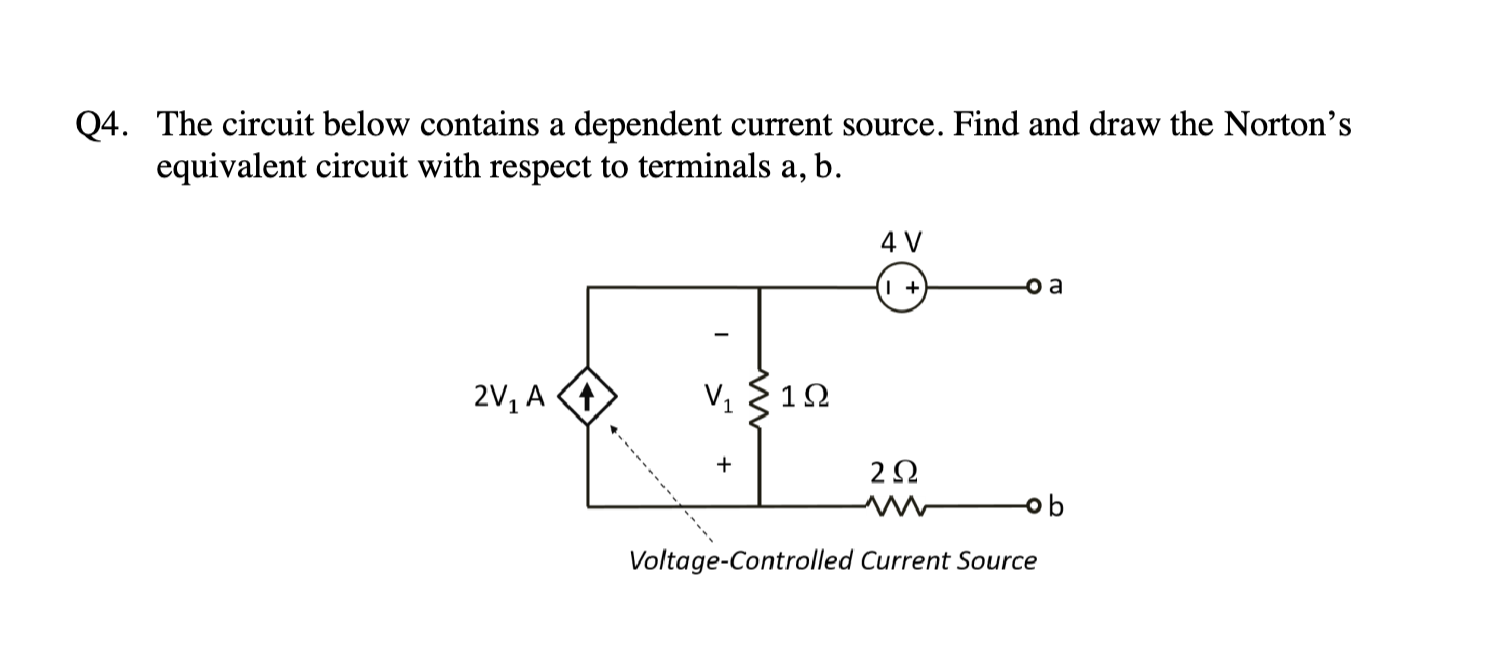 Solved Q4. The circuit below contains a dependent current | Chegg.com