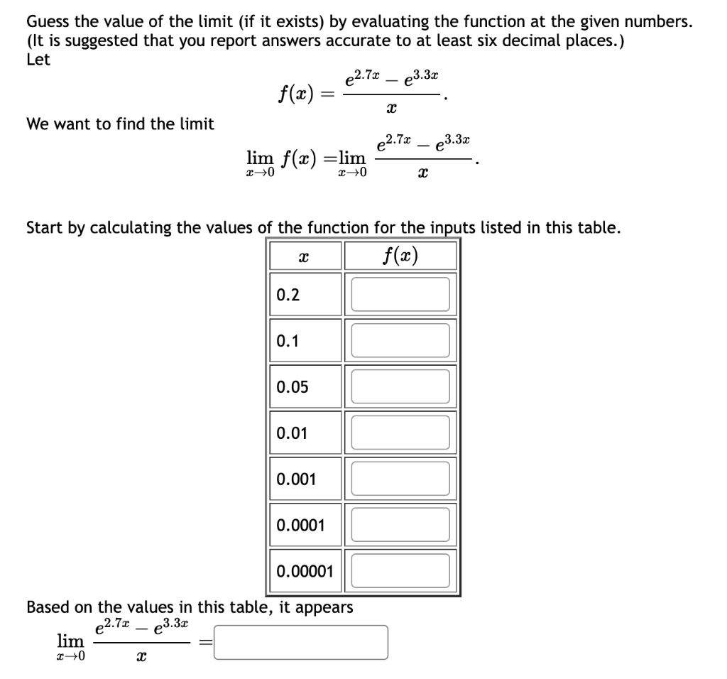 Solved Guess the value of the limit (if it exists) by | Chegg.com