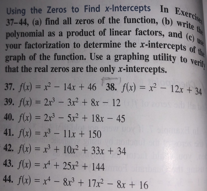 Solved Using the Zeros to Find x-Intercepts In 37-44, (a) | Chegg.com