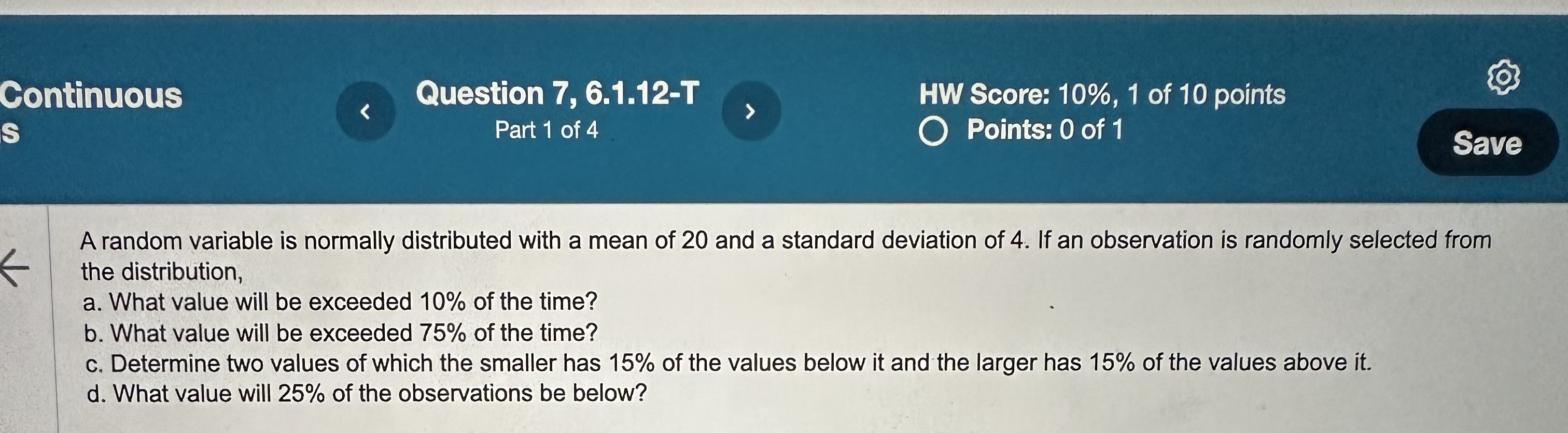 Solved A random variable is normally distributed with a mean | Chegg.com