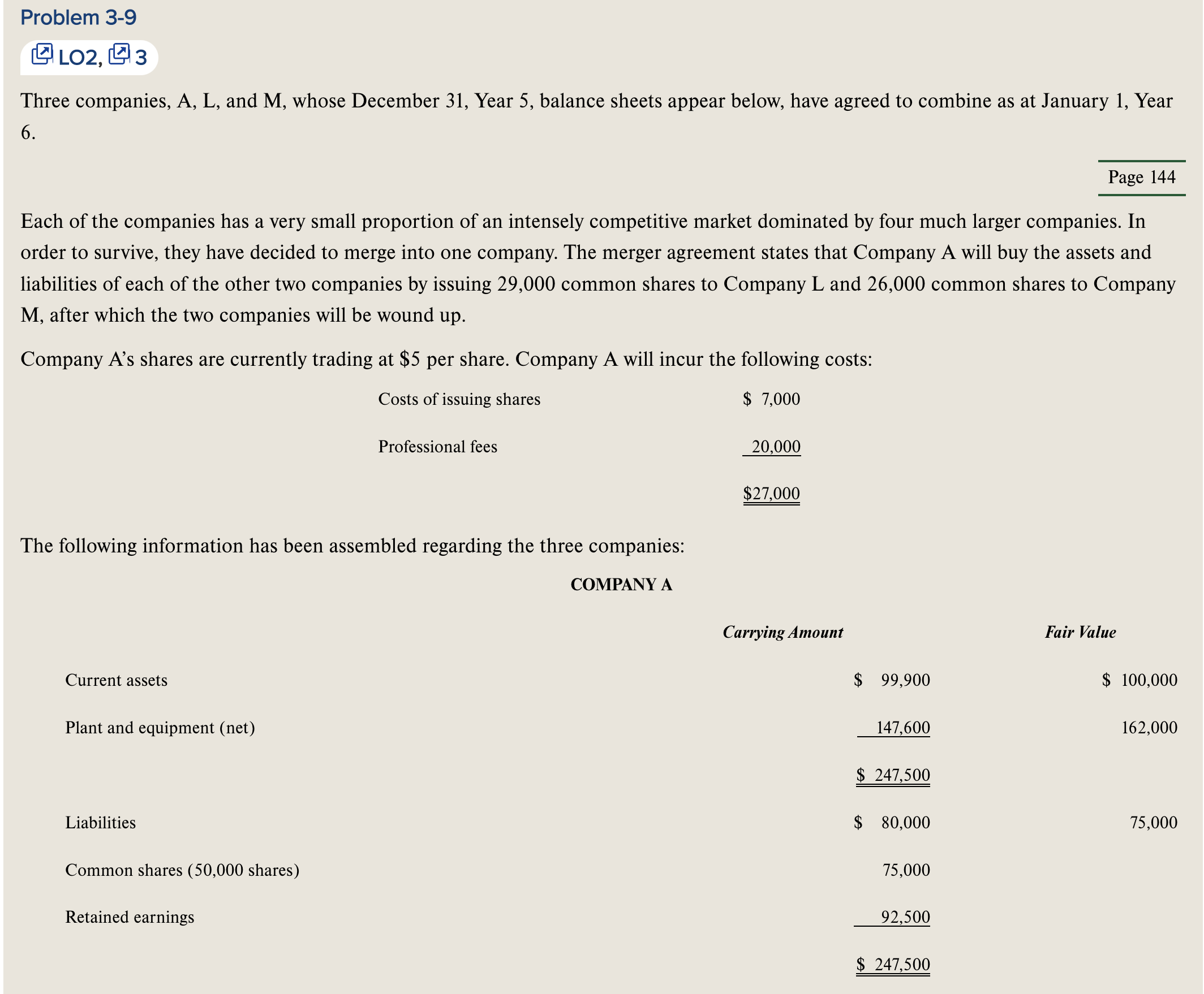 Solved Problem 3-9\\nLO2, 回 3\\nThree companies, A, L, and | Chegg.com