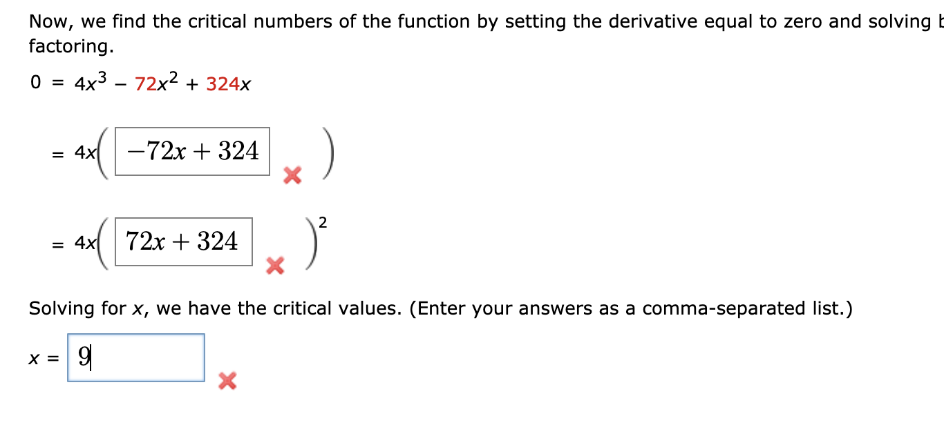 Solved Now, we find the critical numbers of the function by | Chegg.com