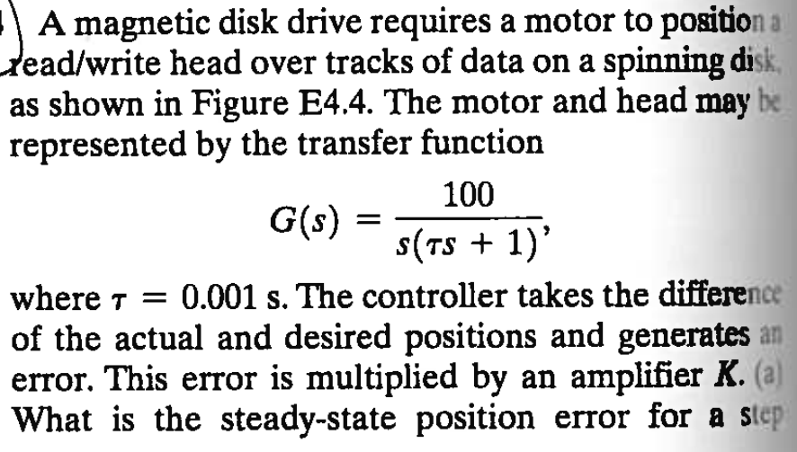 Solved A magnetic disk drive requires a motor to position a | Chegg.com