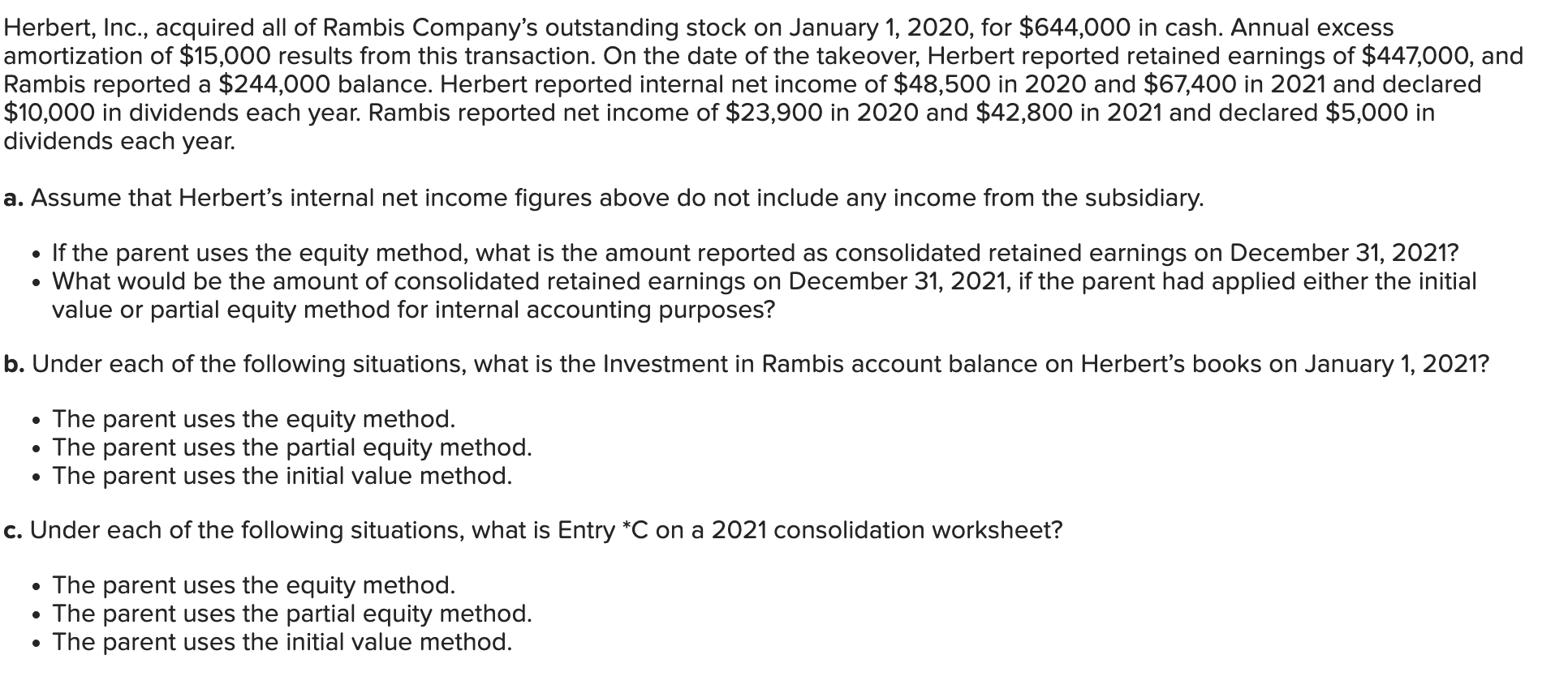 Solved Assume that Herbert's internal net income figures | Chegg.com