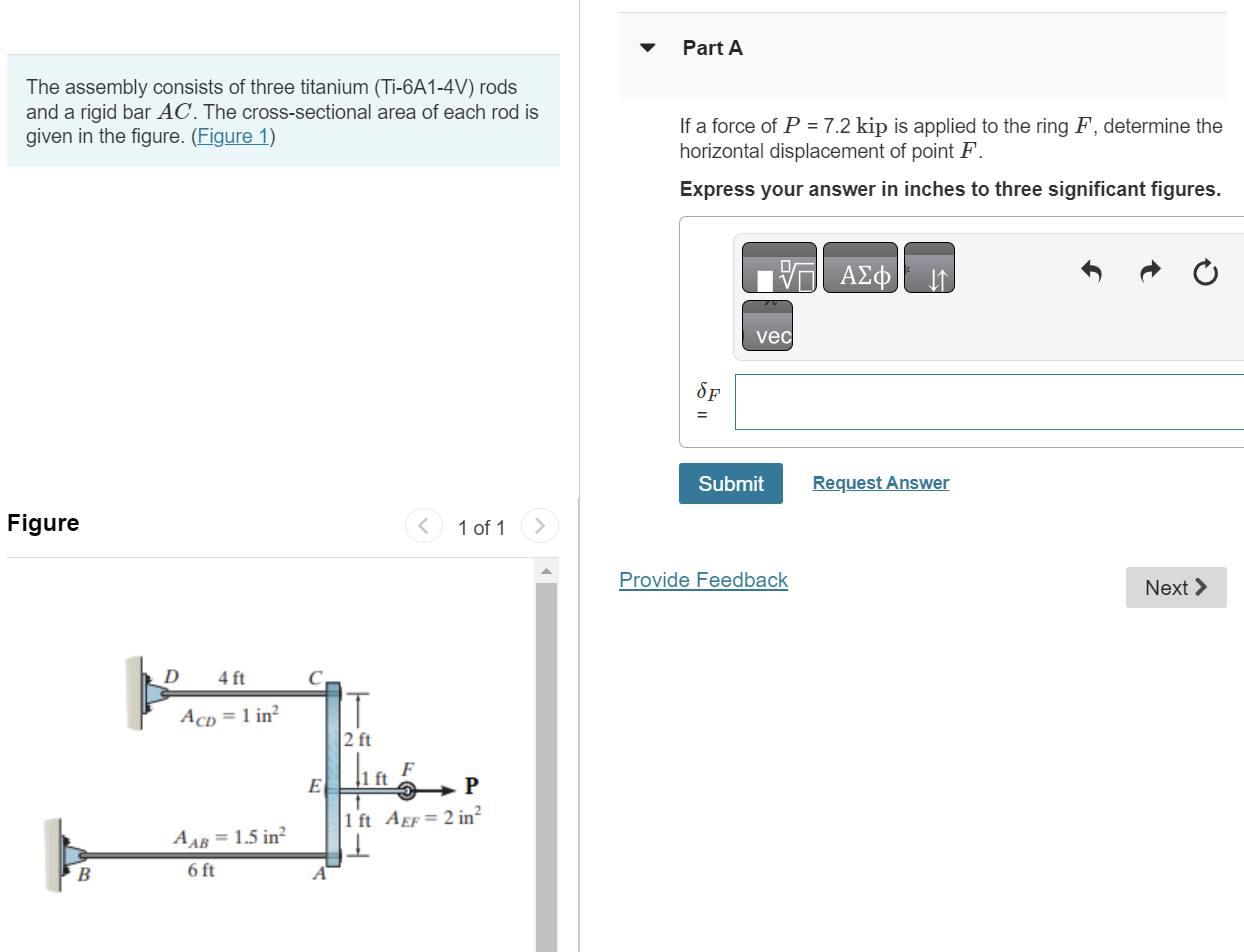 Solved The assembly consists of three titanium (Ti-6A1-4V) | Chegg.com