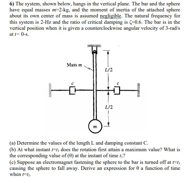 Solved 6) The system, shown below, hangs in the vertical | Chegg.com