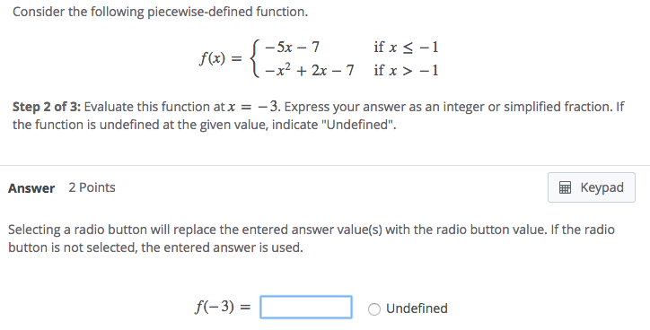 Solved Consider the following piecewise-defined function. | Chegg.com