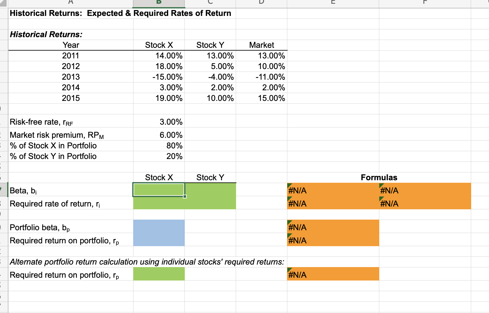 Solved You have observed the following returns over time: | Chegg.com