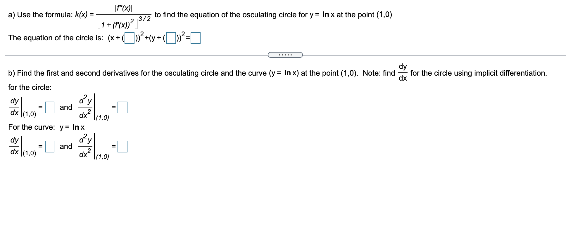 Solved |f"(x)] a) Use the formula: k(x) to find the equation | Chegg.com