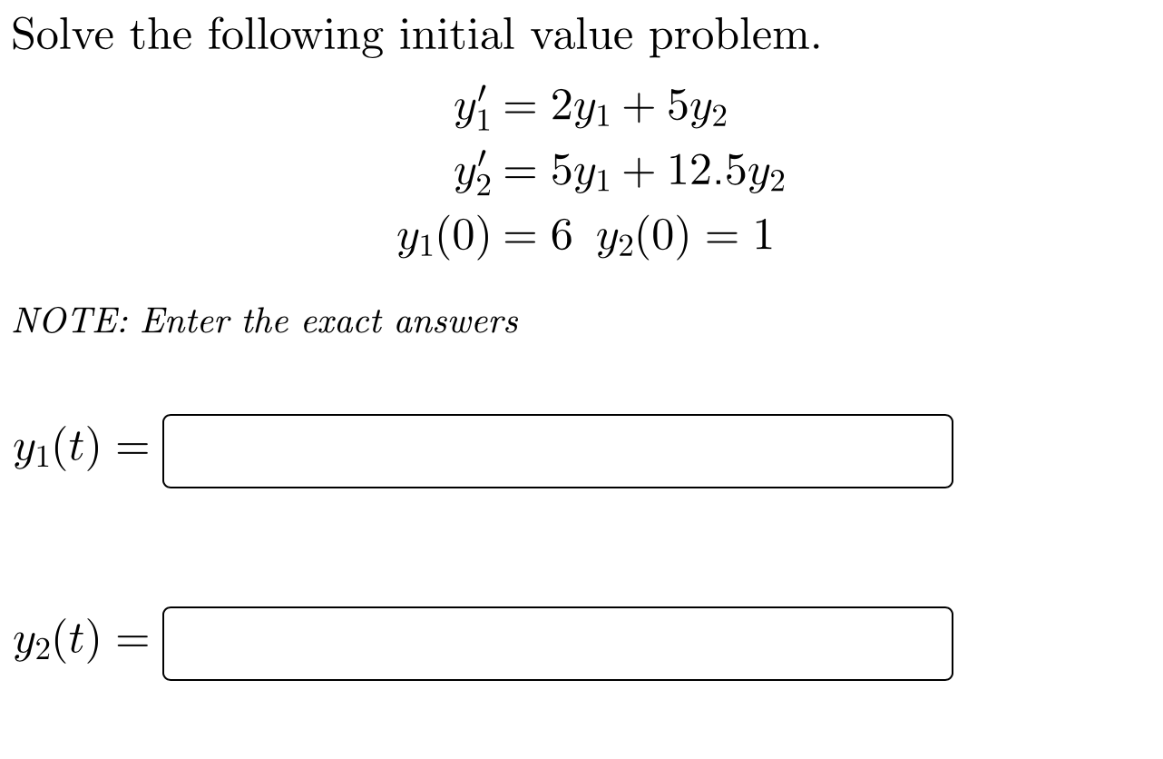 Solved Solve the following initial value problem. y₁ = 2y₁ + | Chegg.com