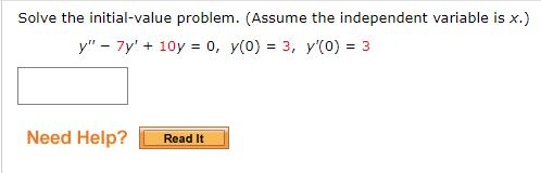 Solved Solve the initial-value problem. (Assume the | Chegg.com