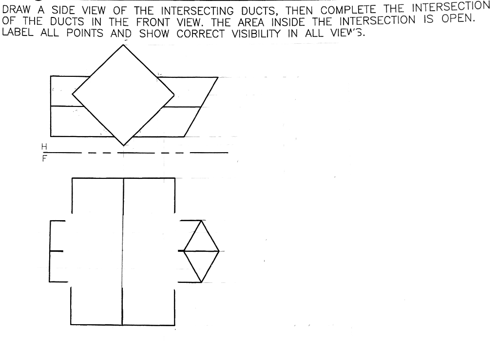 Solved 4W A SIDE VIEW OF THE INTERSECTING DUCTS. THEN | Chegg.com