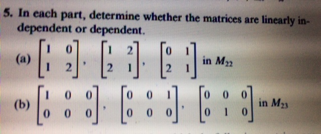 Solved Linear Algebra 2. In each part, determine whether the | Chegg.com