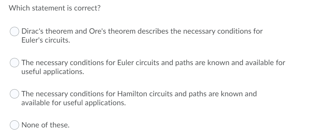 Solved Which statement is correct? Dirac's theorem and Ore's | Chegg.com