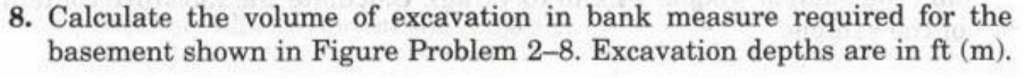 Solved 8. Calculate the volume of excavation in bank measure | Chegg.com