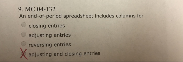 Solved An end-of-period spreadsheet includes columns for | Chegg.com