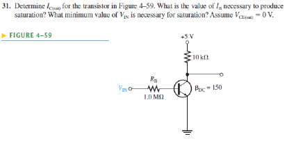 Solved 31. Determine for the transistor in Figure 4–59. What | Chegg.com