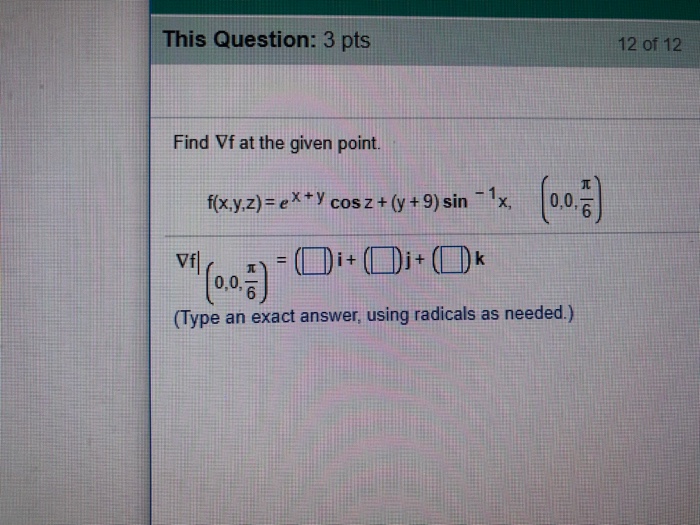 Solved This Question: 3 pts 12 of 12 Find Vf at the given | Chegg.com