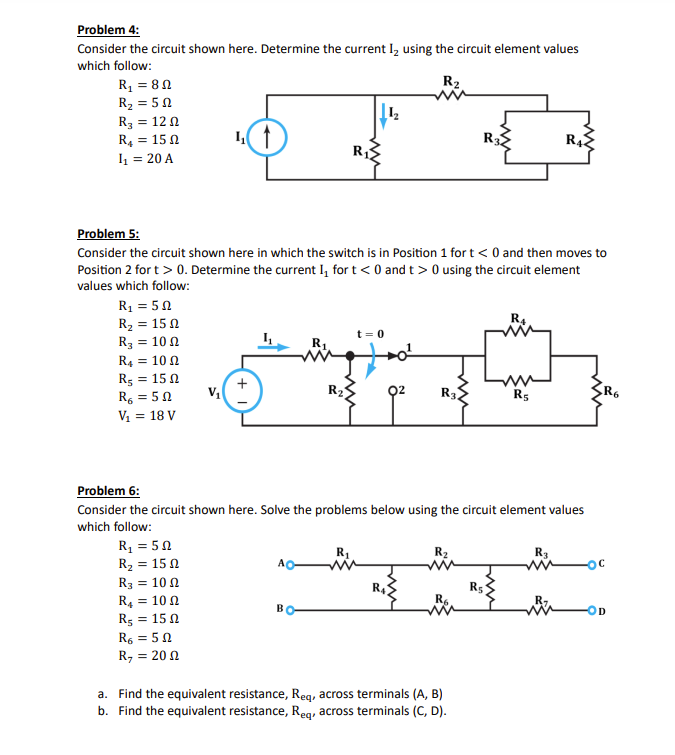 Solved Problem 4:Consider the circuit shown here. Determine | Chegg.com