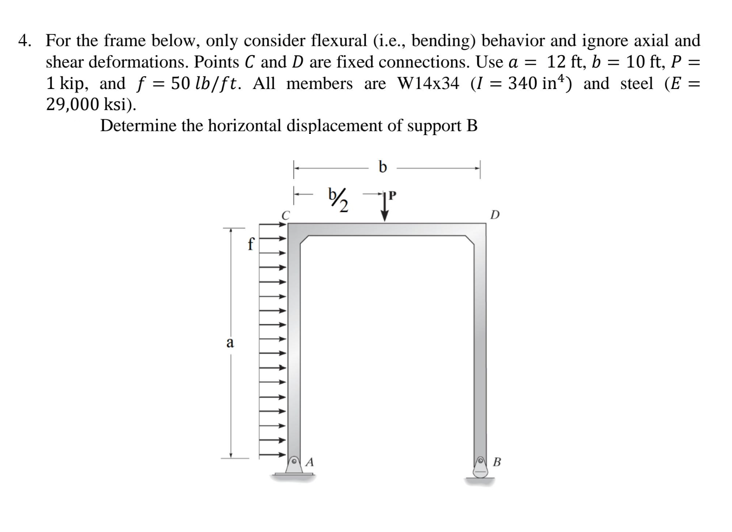 Solved For the frame below, only consider flexural (i.e., | Chegg.com