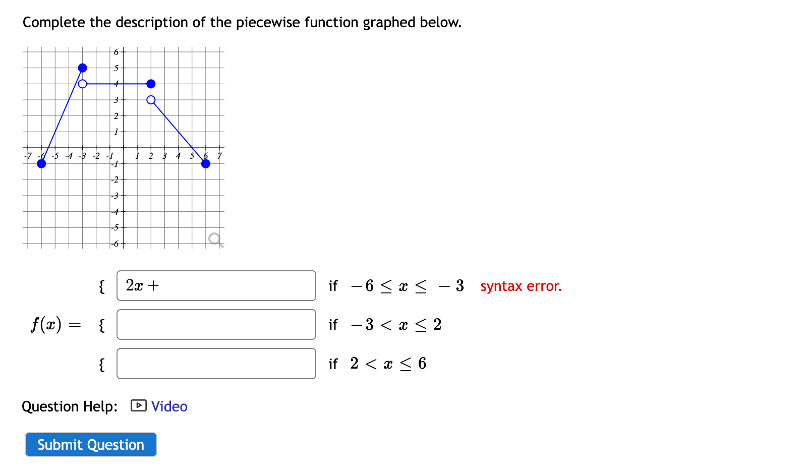 Solved Complete the description of the piecewise function | Chegg.com