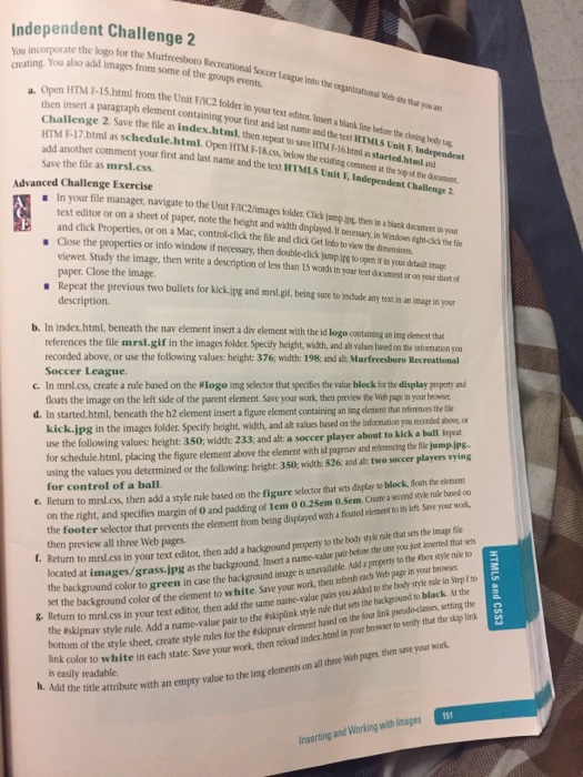 Independent Challenge 2 eating You the logo for the | Chegg.com