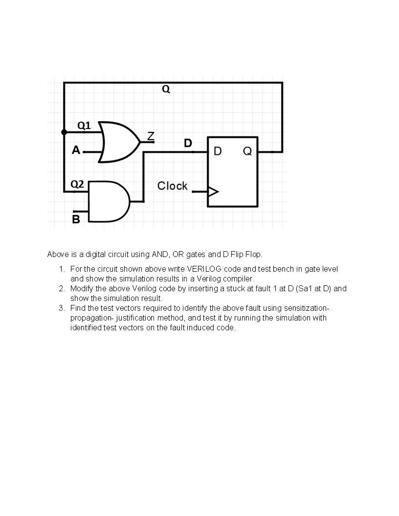 Solved Above is a digital circuit using AND, OR gates and D | Chegg.com