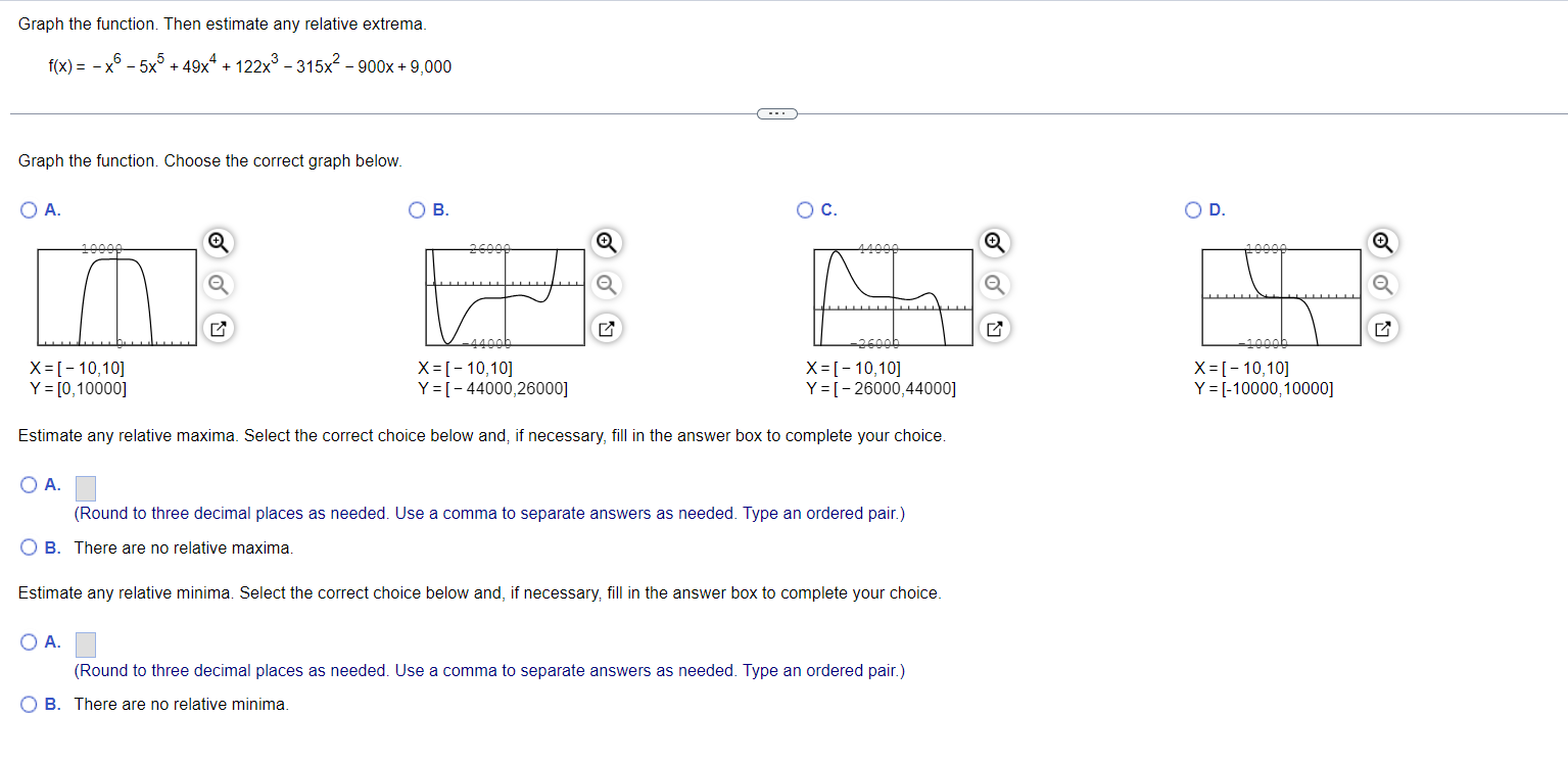 Solved Graph the function. Then estimate any relative | Chegg.com