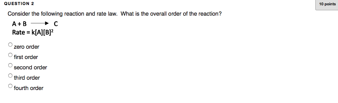 Solved QUESTION 2 10 points Consider the following reaction | Chegg.com