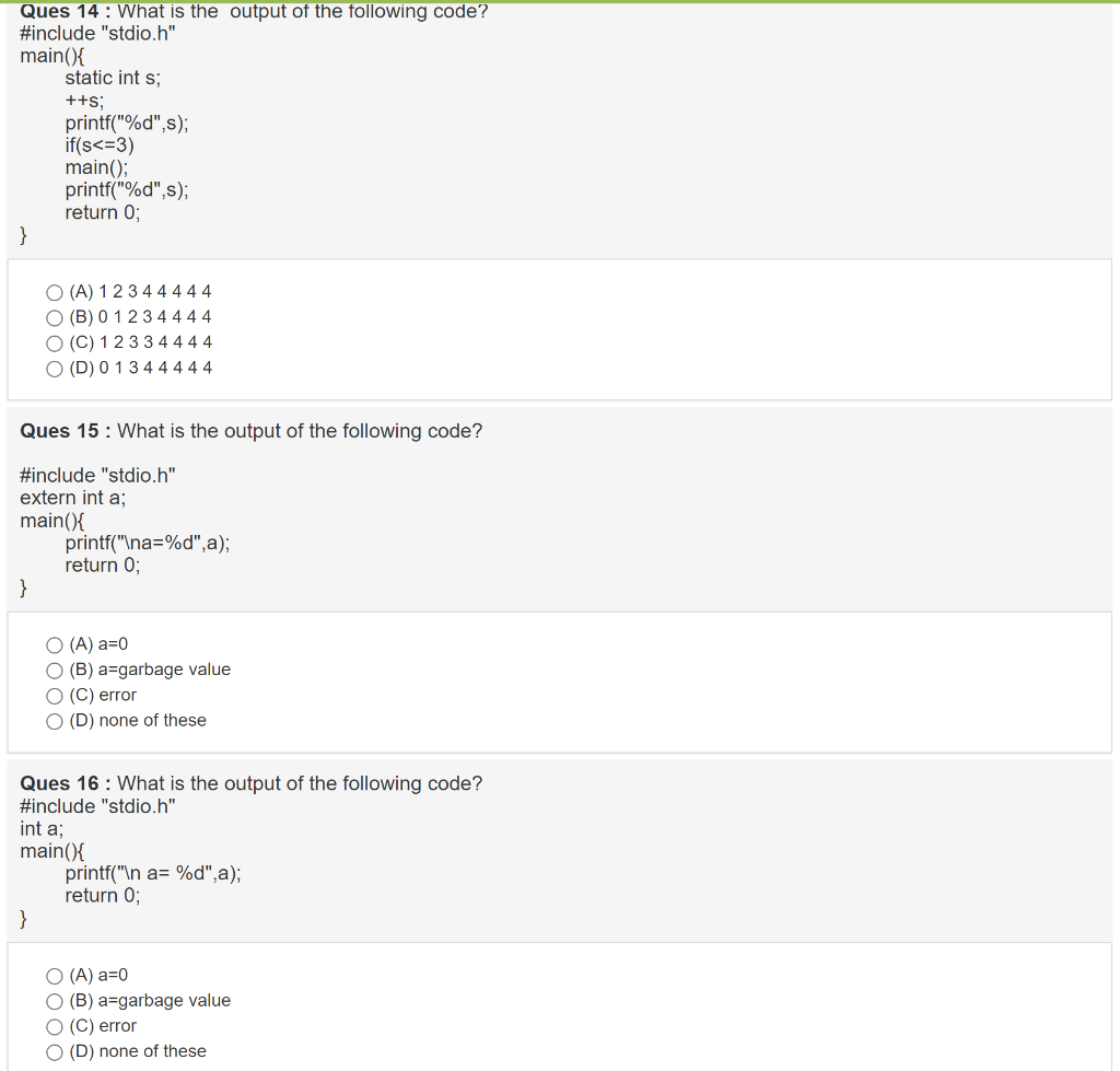 Solved Ques 14: What is the output of the following code? | Chegg.com