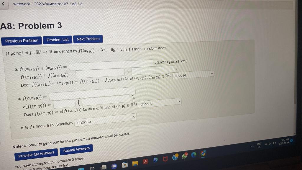 Solved (1 point) Let S be a linear transformation from R3 to | Chegg.com