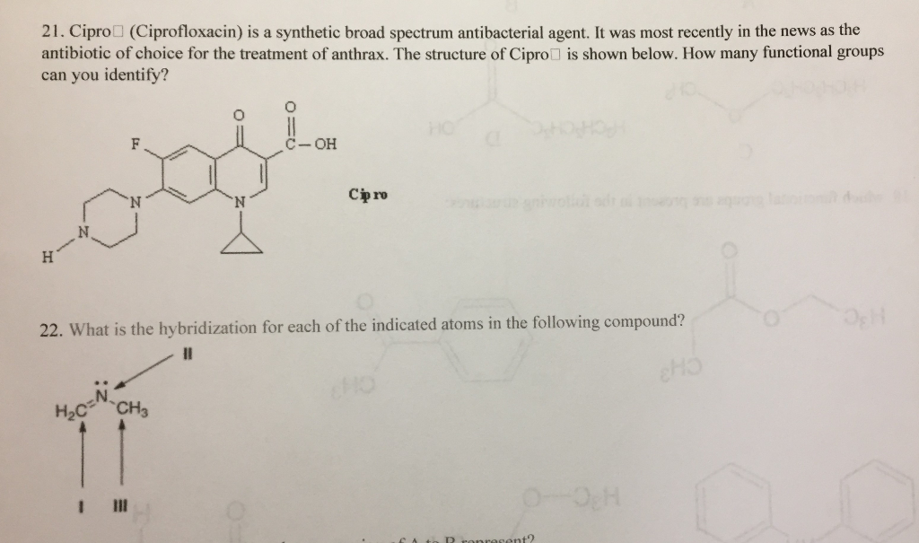 Solved 21. Cipro (Ciprofloxacin) is a synthetic broad | Chegg.com