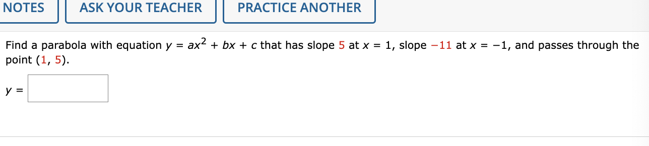 Solved Find a parabola with equation y=ax2+bx+c that has | Chegg.com
