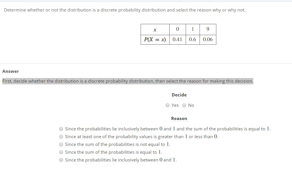 Solved Determine whether or not the distribution is a | Chegg.com