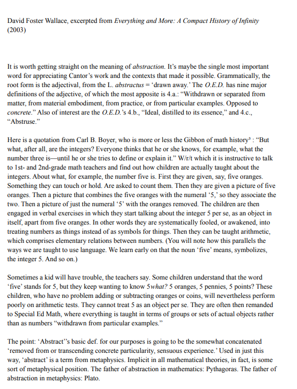 David Foster Wallace, excerpted from Everything and | Chegg.com