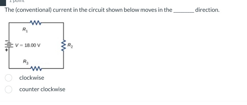 Solved The (conventional) ﻿current in the circuit shown | Chegg.com