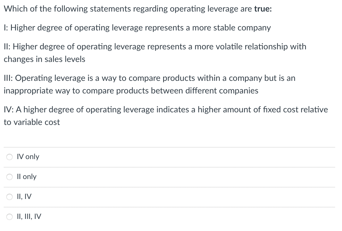 Solved Which of the following statements regarding operating | Chegg.com