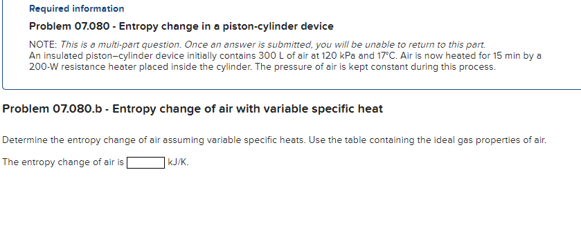 Solved ! Required information Problem 07.080 - Entropy | Chegg.com