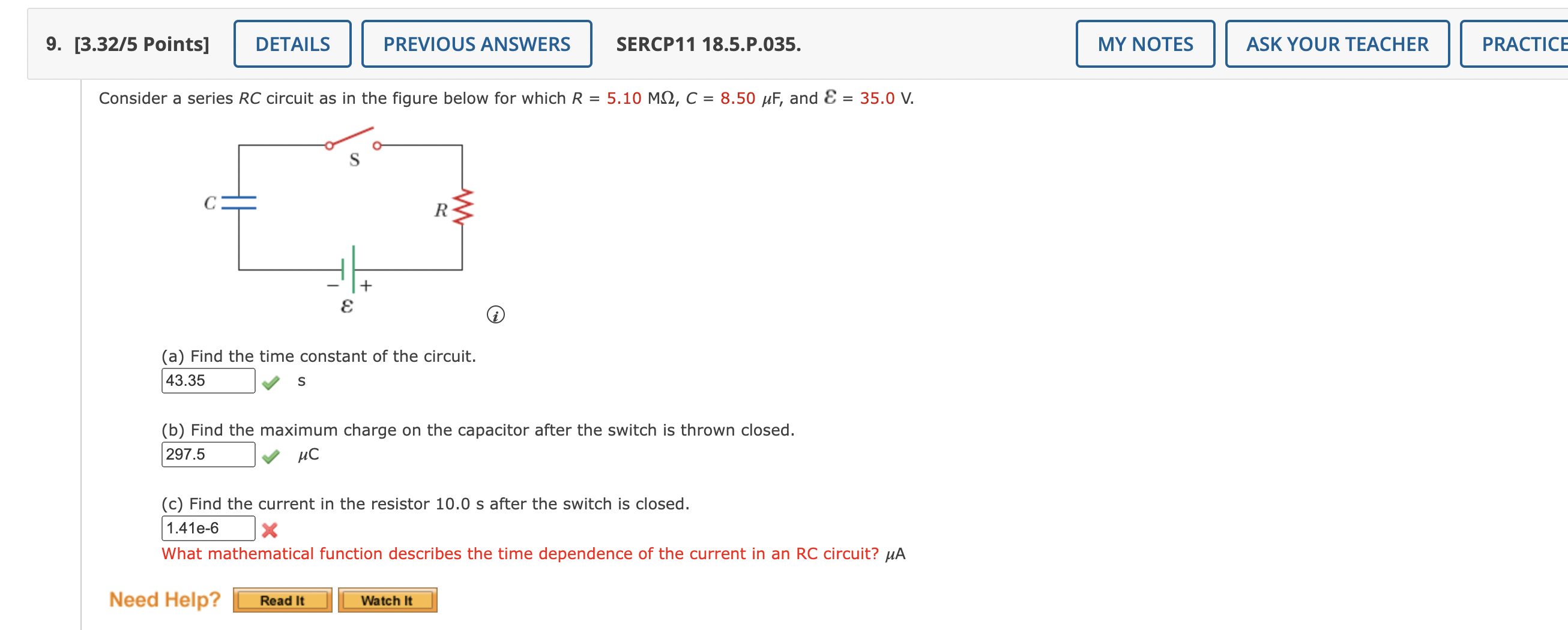 Solved der a series RC circuit as in the figure below for | Chegg.com