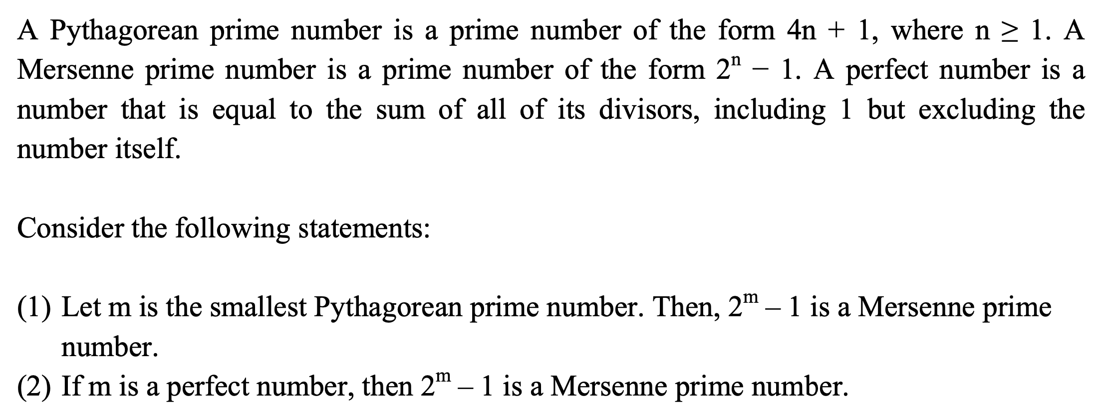 Solved A Pythagorean prime number is a prime number of the | Chegg.com