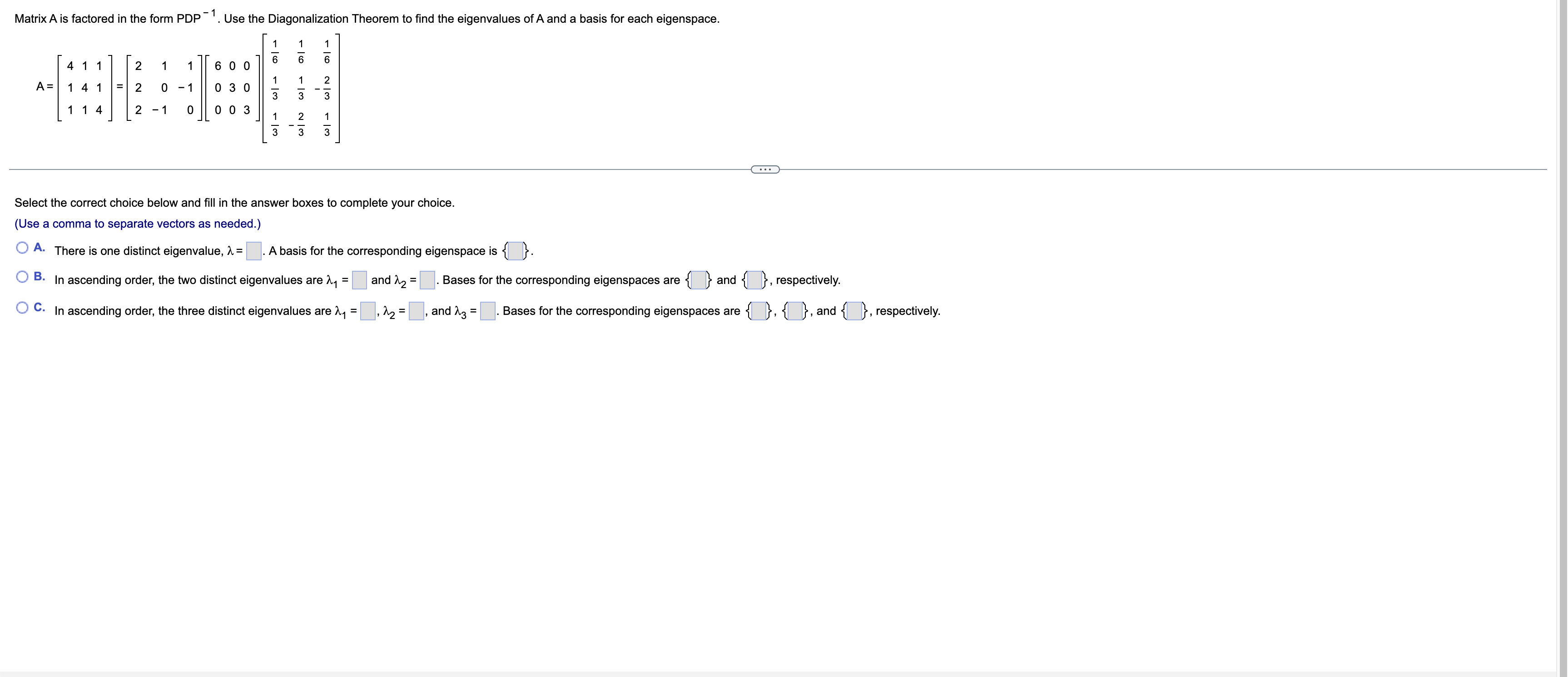 Solved Matrix A Is Factored In The Form Pdp 1 Use The