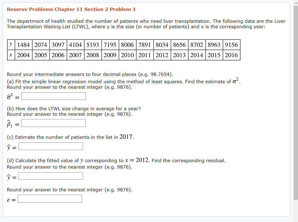 Solved Reserve Problems Chapter 11 Section 2 Problem 1 The | Chegg.com